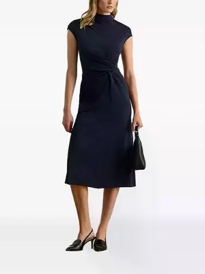 Ralph Lauren Turtleneck Twisted Midi Dress - Blue