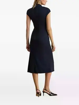 Ralph Lauren Turtleneck Twisted Midi Dress - Blue