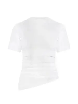 MANIÈRE DE VOIR Manière De Voir Ruched Asymmetric Cotton T-Shirt