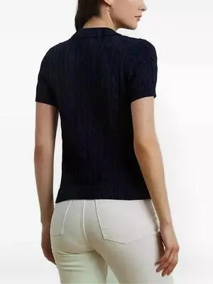 Ralph Lauren Cable-knit Polo Top With Embroidered Detail - Blue