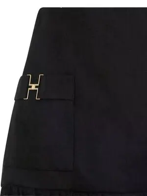 Elisabetta Franchi Linen-blend Skirt With Jewel Details - Black