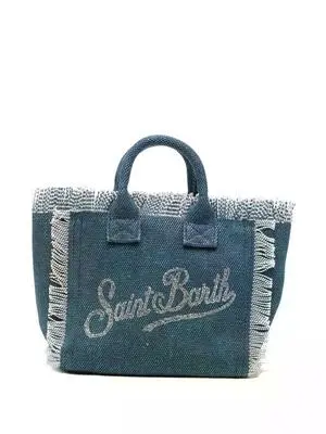 MC2 SAINT BARTH Mini Vanity Fringed Tote Bag - Blue