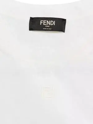Fendi Embroidered-logo T-shirt - Neutrals