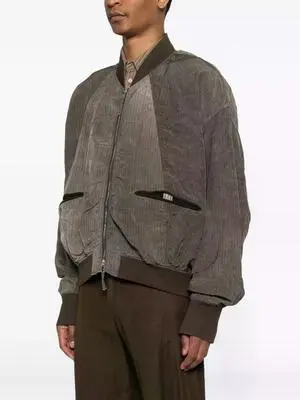 ZIGGY CHEN Striped Zipped Bomber Jacket