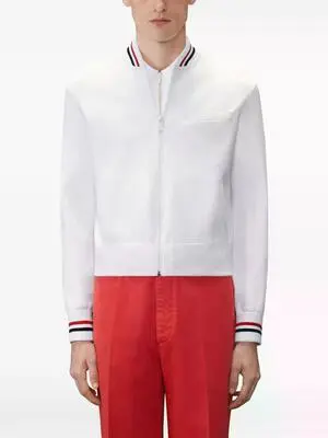 Thom Browne Intarsia-knit Bomber Jacket - White