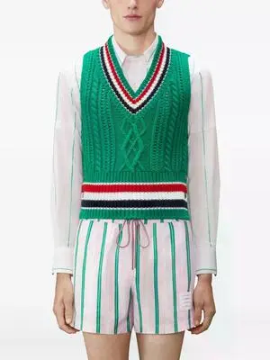 Thom Browne Chunky Stripe Vest - Green
