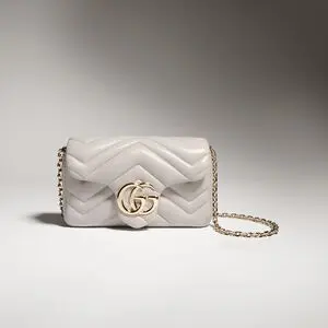 Gucci Gg Marmont Mini Shoulder Bag Leather - Grey