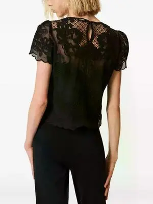 TWINSET Embroidered Muslin Blend Blouse