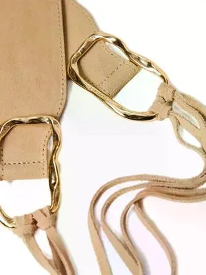TWINSET Suede Belt With Hammered Metal Rings