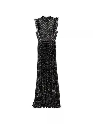 SELF-PORTRAIT Sleeveless Polka Dot Maxi Dress - Black