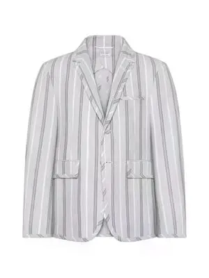 Thom Browne Madras Cotton Repp Stripe Sportcoat - Grey