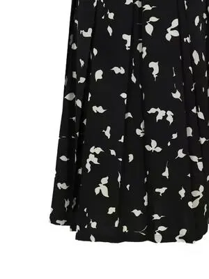 ALYSI Pleated Floral Print Skirt - Black