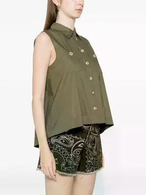 TWINSET Sleeveless Poplin Shirt With Patch Pockets - Green