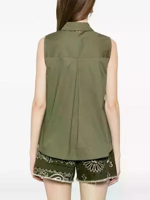 TWINSET Sleeveless Poplin Shirt With Patch Pockets - Green