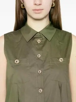 TWINSET Sleeveless Poplin Shirt With Patch Pockets - Green