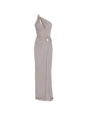 ALESSANDRO LEGORA Gathered V-neck Maxi Dress - Grey