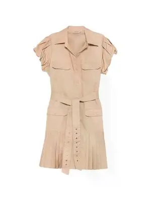 TWINSET Belted Pleated Mini Dress