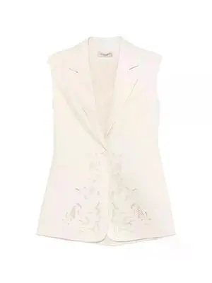 TWINSET Embroidered Sleeveless Waistcoat - Neutrals