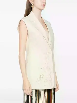 TWINSET Embroidered Sleeveless Waistcoat - Neutrals