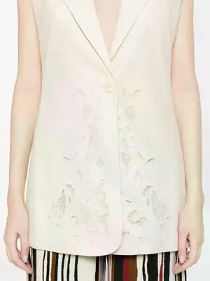 TWINSET Embroidered Sleeveless Waistcoat - Neutrals