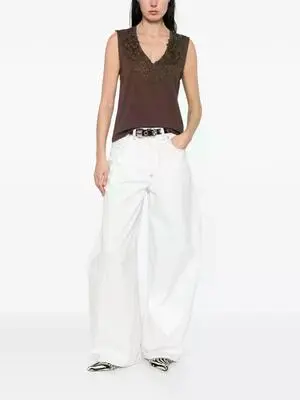 BLUGIRL Embellished V-neck Top - Brown