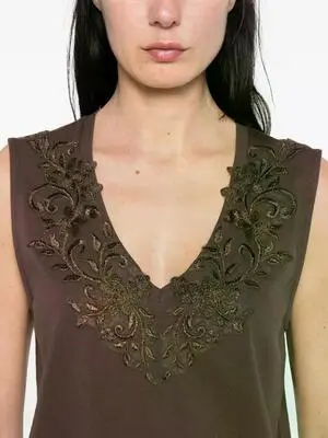 BLUGIRL Embellished V-neck Top - Brown