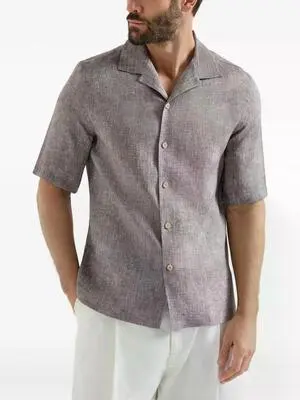 Brunello Cucinelli Camp-collar Short-sleeve Shirt - Purple
