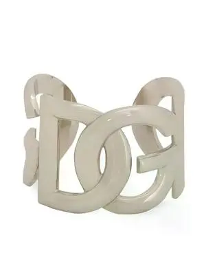 Dolce & Gabbana Logo-lettering Cuff Bracelet - Silver