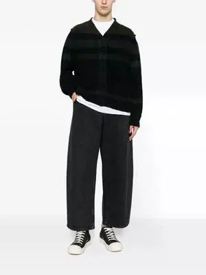 Sacai Striped Distressed Effect Cardigan