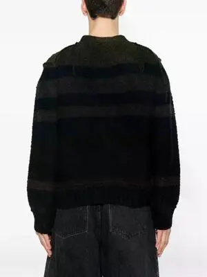 Sacai Striped Distressed Effect Cardigan