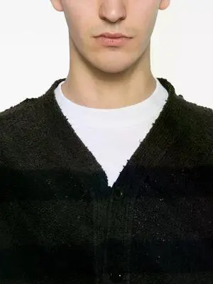 Sacai Striped Distressed Effect Cardigan