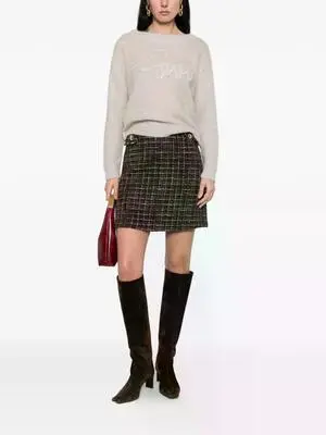 I BLUES Button-detail Checked Mini Skirt