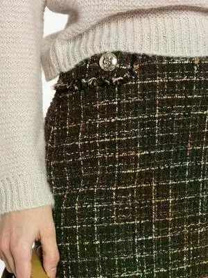 I BLUES Button-detail Checked Mini Skirt