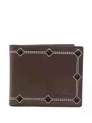Etro Embroidery Leather Wallet - Brown