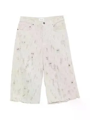HAIKURE Distressed Denim Shorts - Neutrals