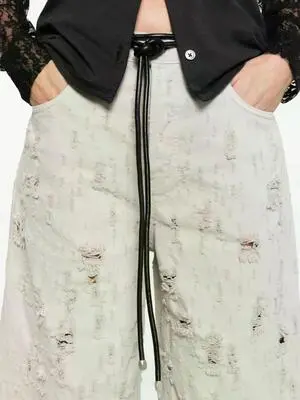 HAIKURE Distressed Denim Shorts - Neutrals