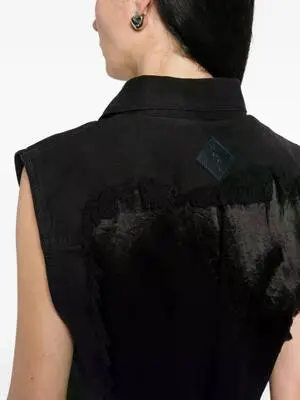 HAIKURE Ryder Frayed Denim Gilet - Black