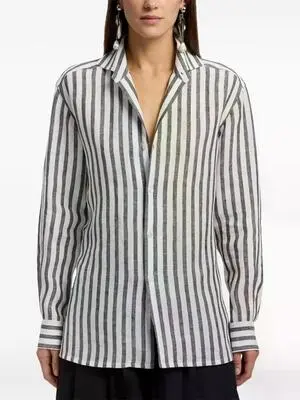 Ralph Lauren Striped Linen Capri Shirt - White