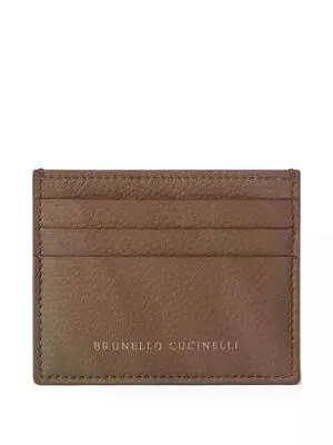 Brunello Cucinelli Grained Calfskin Card Case - Brown