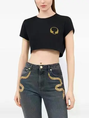 Roberto Cavalli Cropped Graphic T-shirt