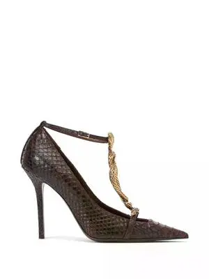Roberto Cavalli Snake-motif Pointed-toe Pumps - Brown