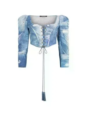 Roberto Cavalli Patchwork-effect Corset Top