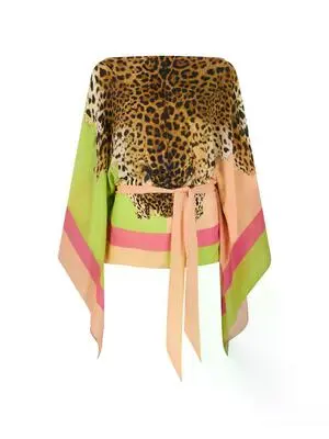 Roberto Cavalli Animal-print Tie-waist Kaftan - Brown