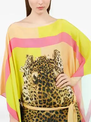 Roberto Cavalli Animal-print Belted Maxi Dress