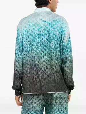 Roberto Cavalli Monogram-pattern Silk Shirt - Blue