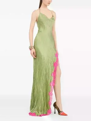 Roberto Cavalli Lace-trim Halterneck Maxi Dress