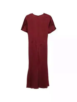 Victoria Beckham V-neck Gathered Midi Dress - Red