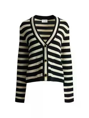 St. John Stripe Knit V-neck Cardigan