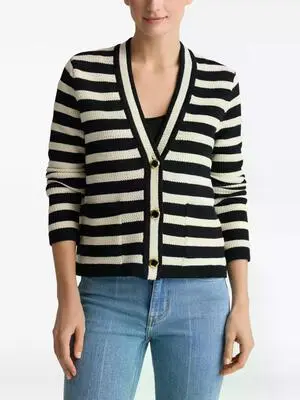 St. John Stripe Knit V-neck Cardigan