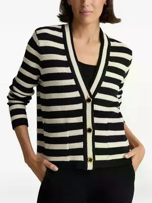 St. John Stripe Knit V-neck Cardigan